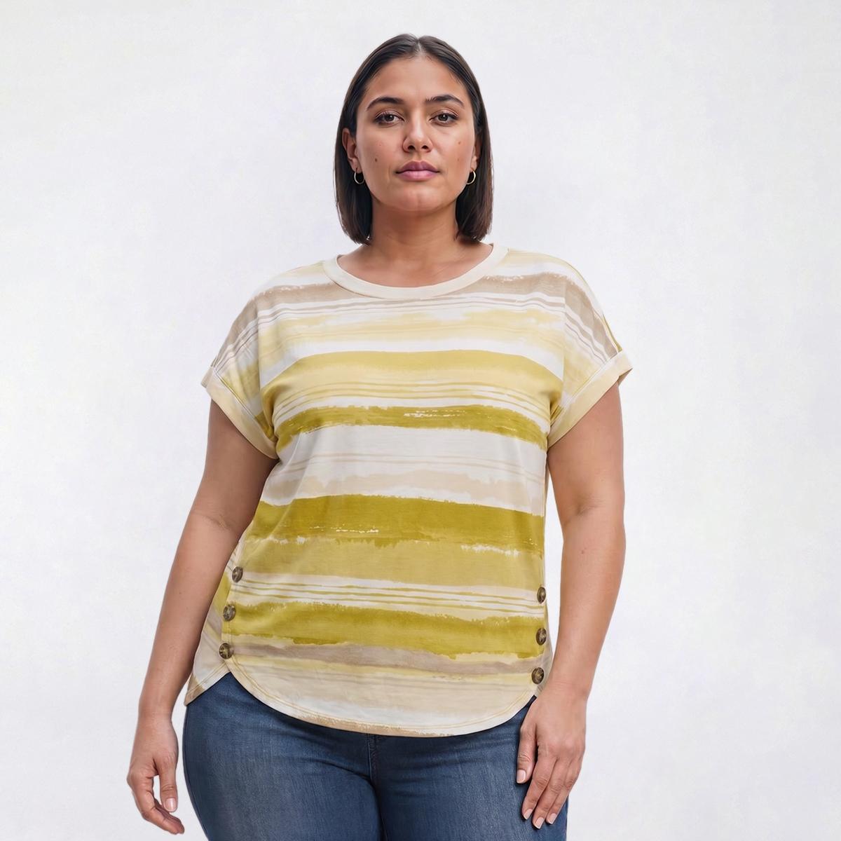 Click here for Plus Size Tru Self Overlap Shirttail Button Hem Bl... prices